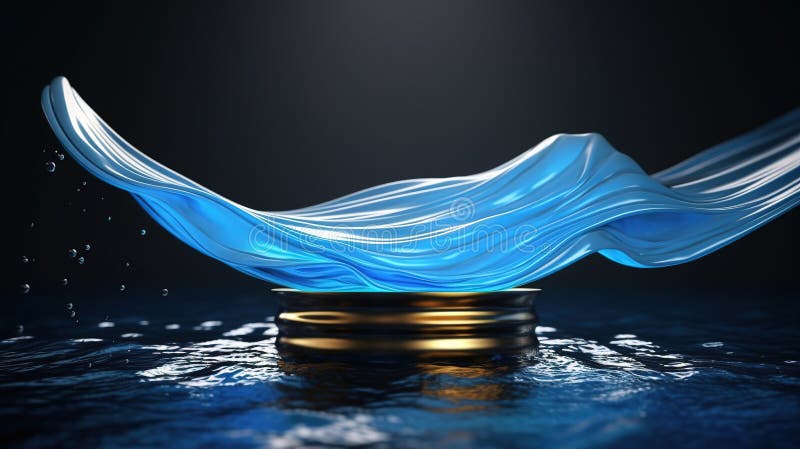 Abstract Blue Background with Wave. Display Podium Background Podium on ...