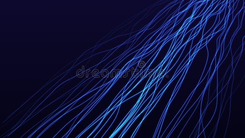 Abstract Blue Background with Wave Flow of Particles. Digital Optical ...