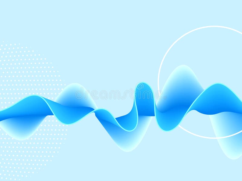 Abstract Blue Background of Wavy Elements with Halftones and Circles ...