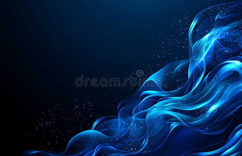 Abstract Blue Background with Wavy Elements and Sparkling Stars Creates ...