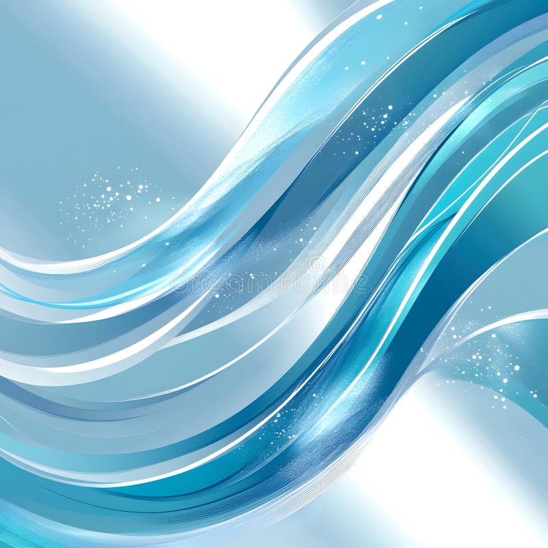 Abstract Blue Background with Wavy Lines and Small Air Particles ...