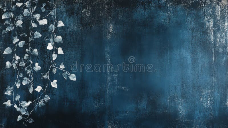 Abstract Blue Background with White Leafy Vines for Elegant Nature ...