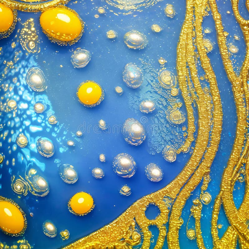 Abstract Blue Background with Yellow and Blue Bubbles Stock ...