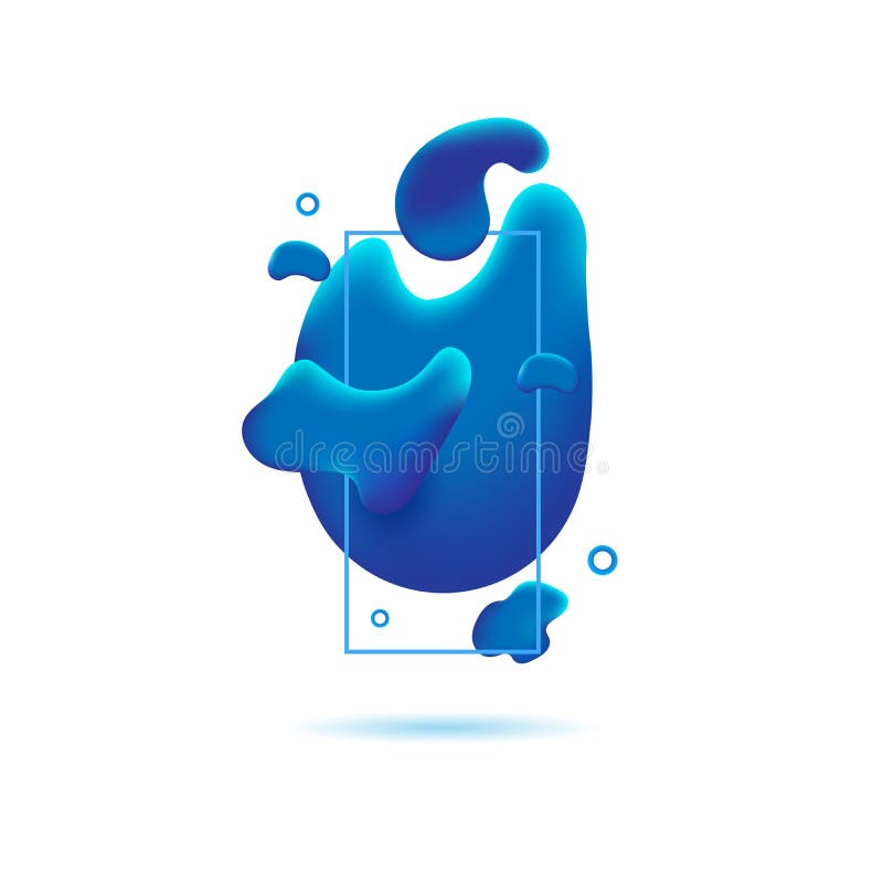 Abstract Blue Badge, Geometric Smooth Liquid Shapes with Liquid ...
