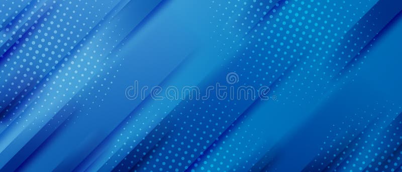 Abstract Blue Banner Background with Diagonal Stripes and Dot Halftone ...