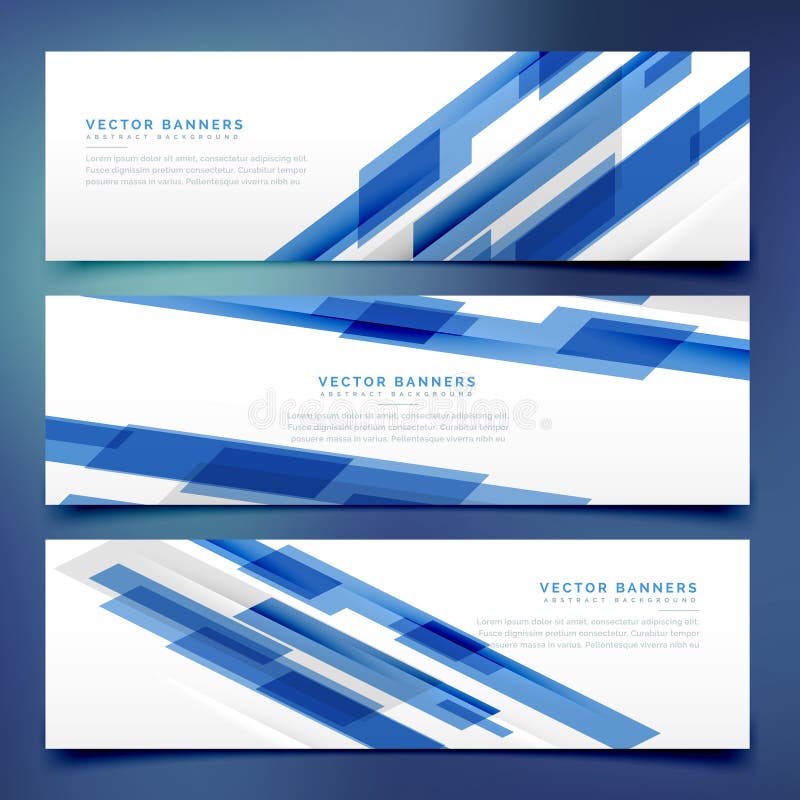 Blue Web Banners Templates, Standard Sizes With Space For Photo Stock ...