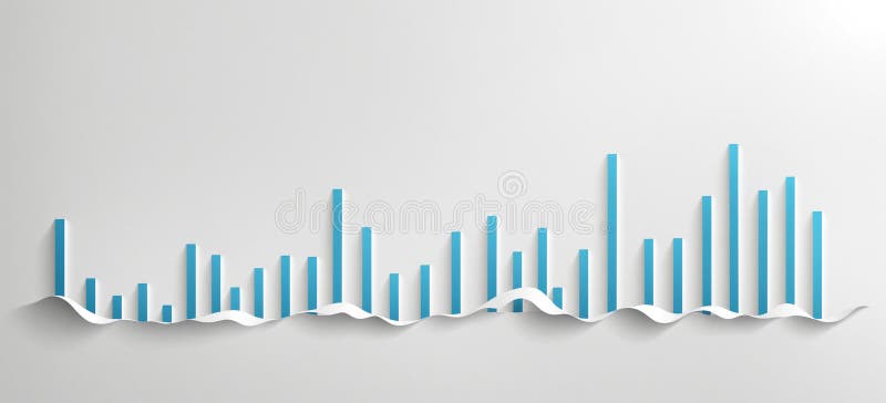 Abstract Blue Bar Chart or Soundwave Graphic Emerging from a Torn White ...