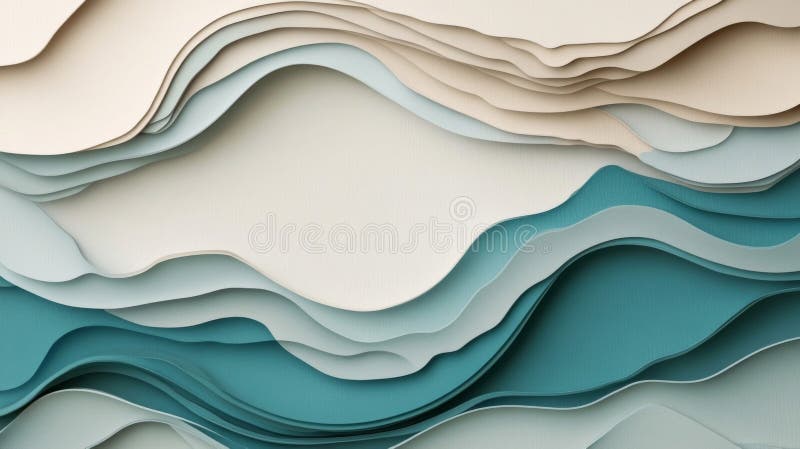 Abstract Blue and Beige Layered Wave Pattern Stock Illustration ...