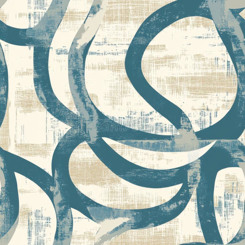 Abstract Blue and Beige Pattern with Curved Lines and Textured ...