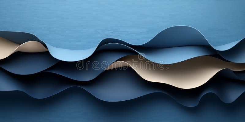 Abstract Blue Beige Wave Paper Layers Design Background Art Flow Form ...