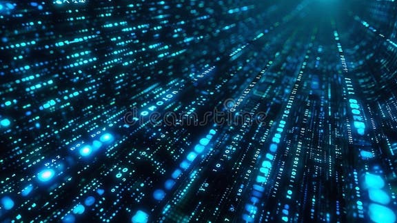 Abstract Blue Binary Code Background with Glowing Digits - Digital Technology Concept Stock ...