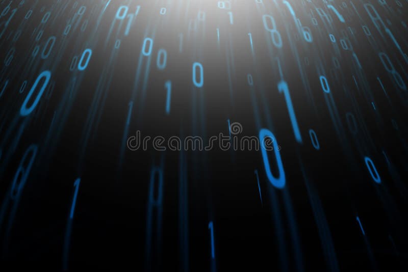 Abstract Blue Binary Code on a Black Background Stock Illustration - Illustration of copy ...