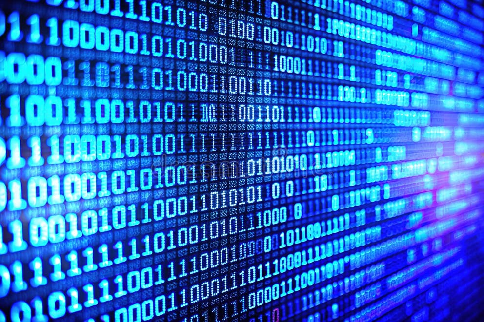 Abstract Blue Binary Code Glitch Screen a Futuristic Digital Art Background for Web Design ...