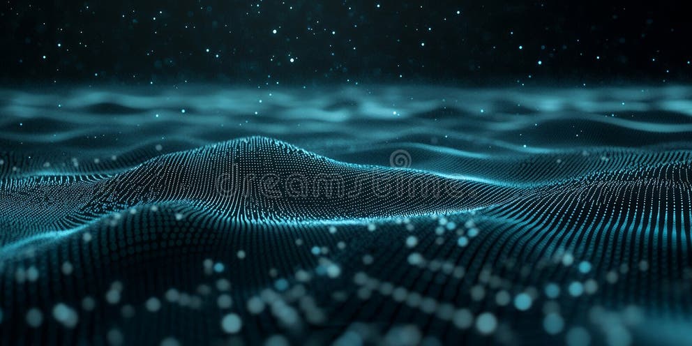 Abstract Blue and Black Digital Wave Background Stock Illustration ...