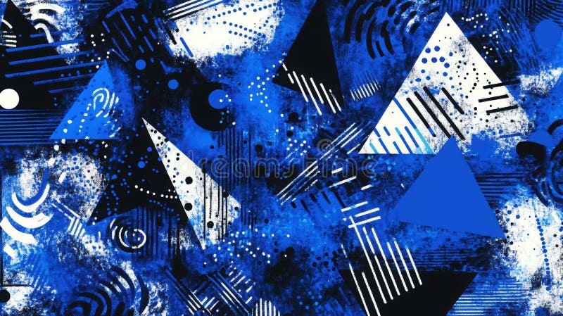 Abstract Blue and Black Geometric Pattern with Striking White Accents ...
