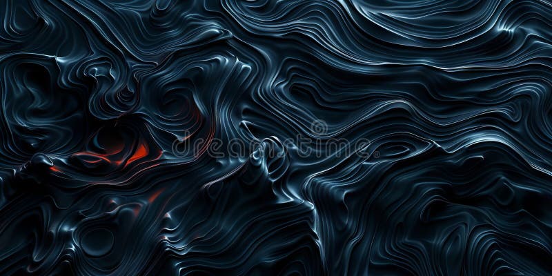 Abstract Blue and Black Waves Design. Concept of Fluid Art, Digital ...