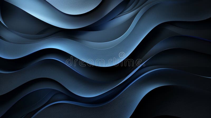 Abstract Blue and Black Wavy Background with 3D Effect Stock ...