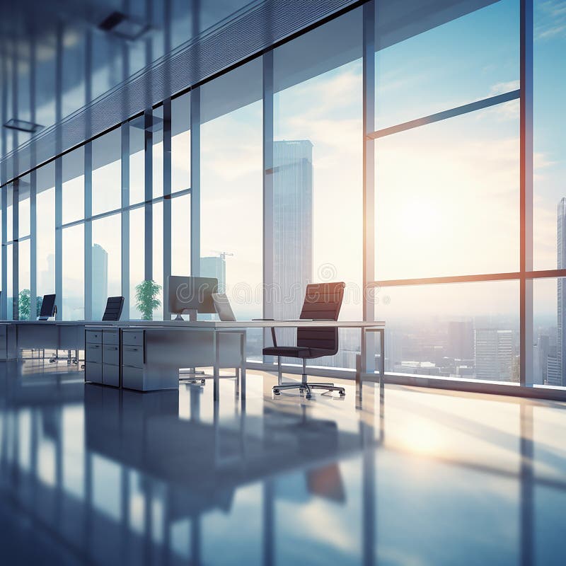 Abstract Blue Blurred Background of Modern Office Interior Stock ...