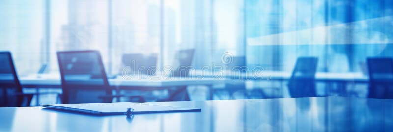 Abstract Blue Blurred Background of Modern Office Interior. Mock Up ...