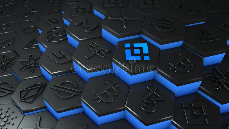 Abstract Blue BNB Binance Coin Cryptocurrency with Blockchain Network ...