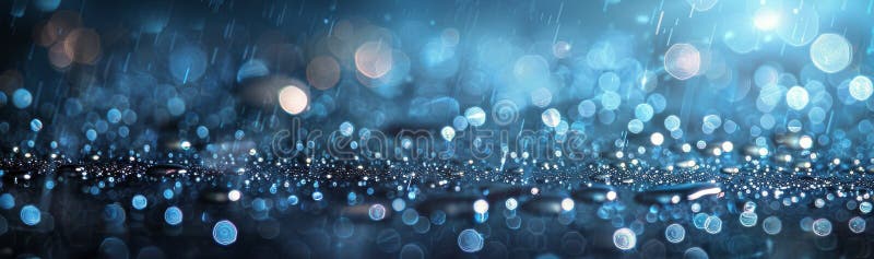 Abstract Blue Bokeh Background with Rain Drops Stock Image - Image of ...