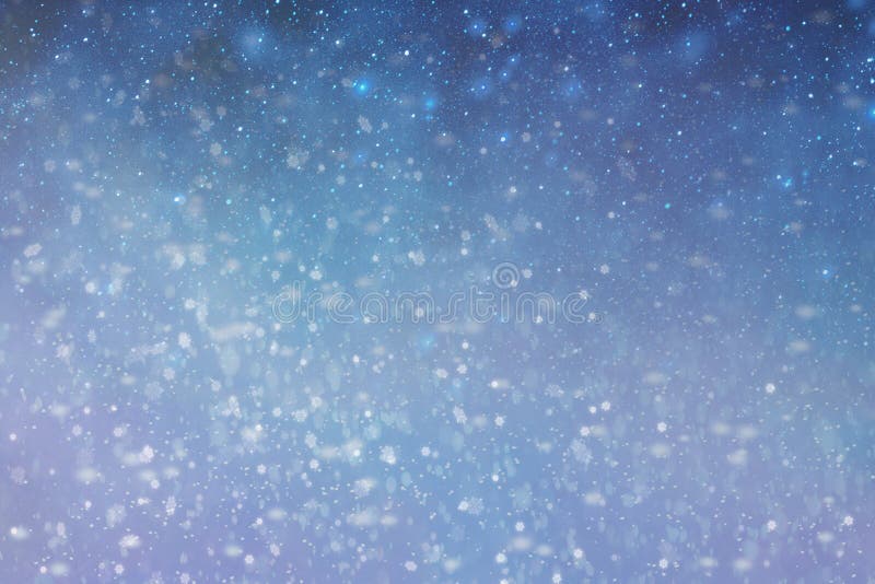 Abstract Blue Bokeh Defocused Background. Winter with Snow Stock Photo ...