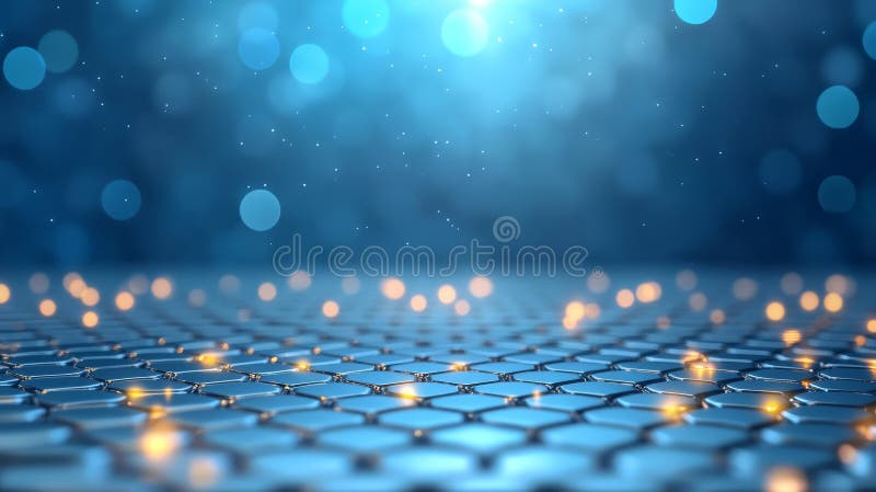Abstract Blue Bokeh Lights with Grid Surface Stock Illustration ...