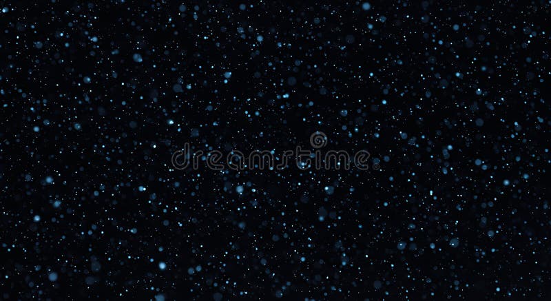 Abstract Blue Bokeh Particles Falling on a Black Background Stock ...