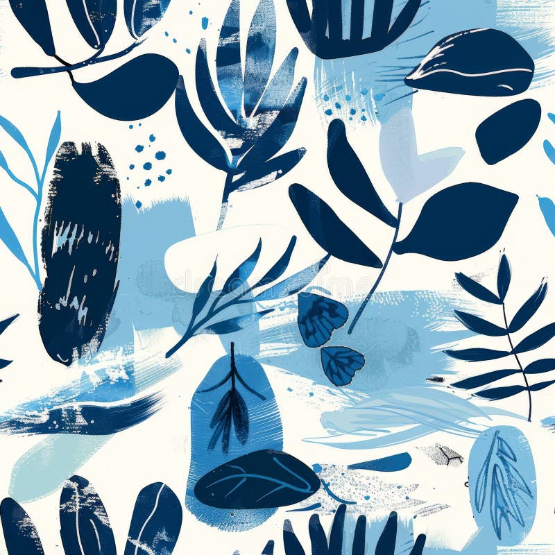 Abstract Blue Botanical Patterns and Textures Background Stock Photo ...