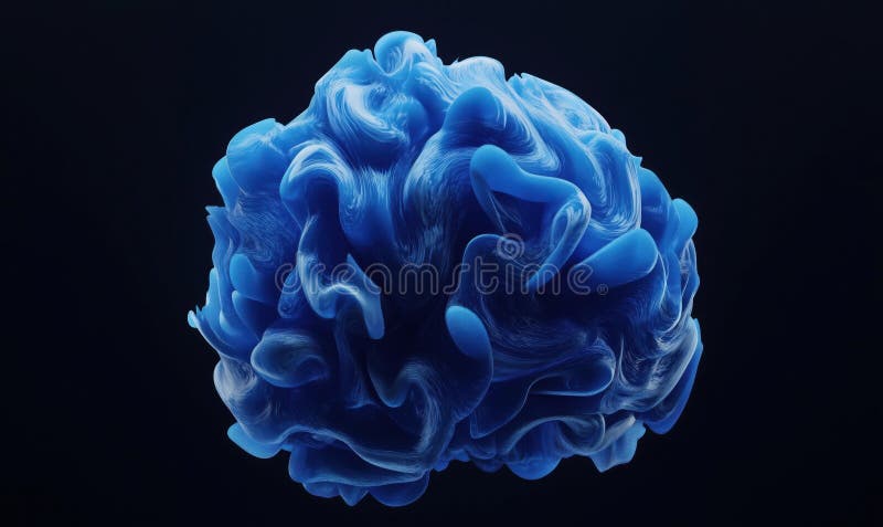 Abstract Blue Brain-like Structure with Swirling Patterns and Smooth ...