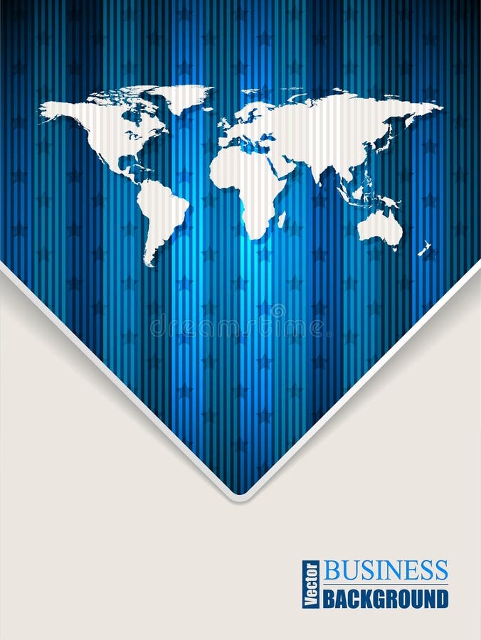 Abstract Blue Brochure with Stripes Stars and World Map Stock Vector ...