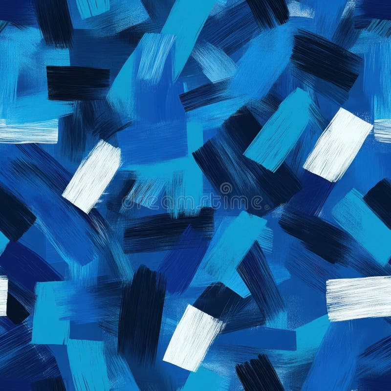 Abstract Blue Brushstroke Pattern - Modern Art Texture with White ...