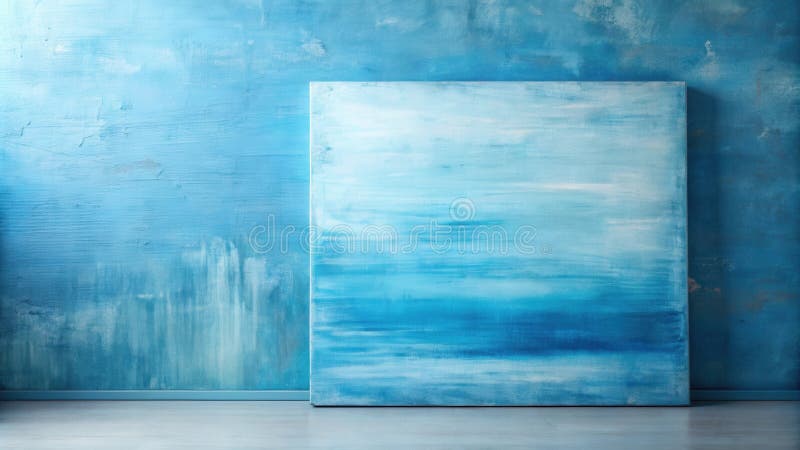Abstract Blue Canvas Leaning Against a Textured Wall. Generative AI ...