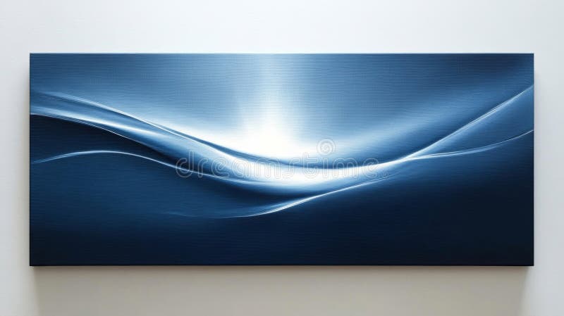 Abstract Blue Canvas Painting with Wave Forms Stock Illustration ...