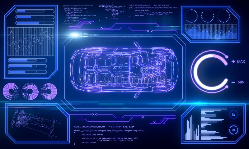 Abstract Blue Car Interface Backdrop Stock Illustration - Illustration ...