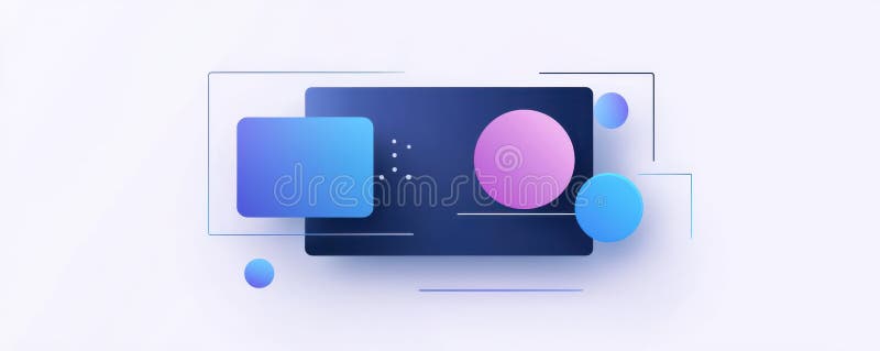 Abstract Blue Card with Rounded Corners Featuring Geometric Shapes in a ...