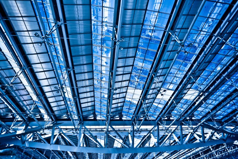 Abstract blue ceiling stock image. Image of mall, close - 12050215
