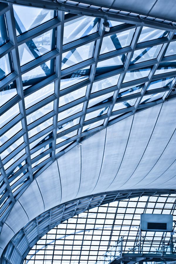 Abstract Blue Ceiling Interior Background Stock Photo - Image of glass ...