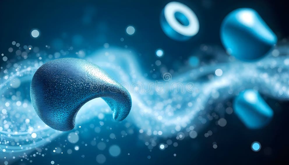 Abstract Blue Cellular Structures in Motion: a Microscopic Dance of ...