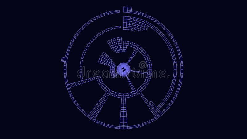 Abstract Blue Circle with Floating Lines on Black Background Stock ...
