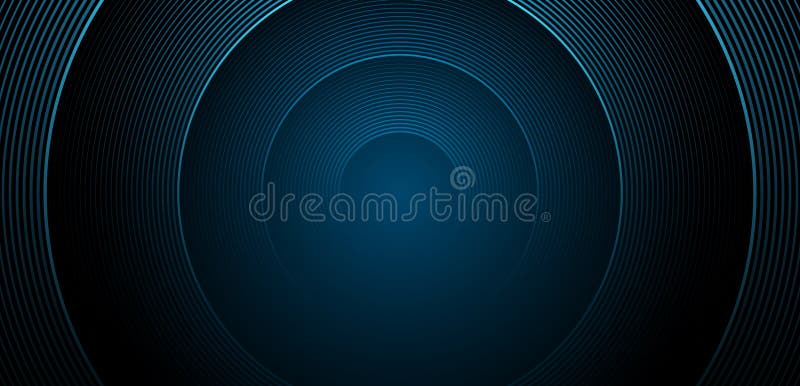 Abstract Blue Circle Line Stripes on Dark Blue Background. Gradient ...