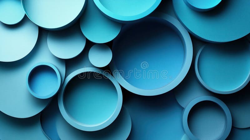 Abstract Blue Circles, a 3D Design of Overlapping Circles Stock ...