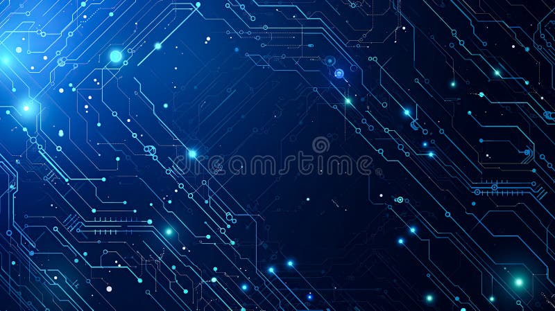 Abstract Blue Circuit Board Background Illustration With Technology And Digital Connections