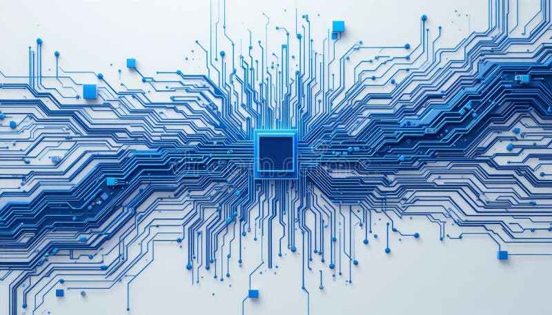 Blue Circuit Board with Electronic Chips Stock Image - Image of digital ...