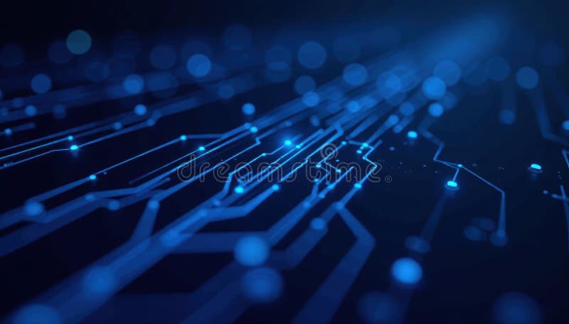 Abstract Blue Circuit Board Lines Tech Background Digital Engineering ...