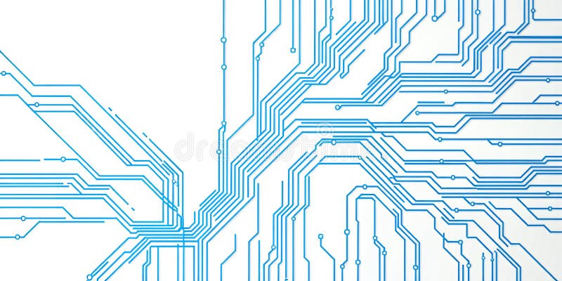 Abstract Blue Circuit Board Pattern on White Background Stock ...