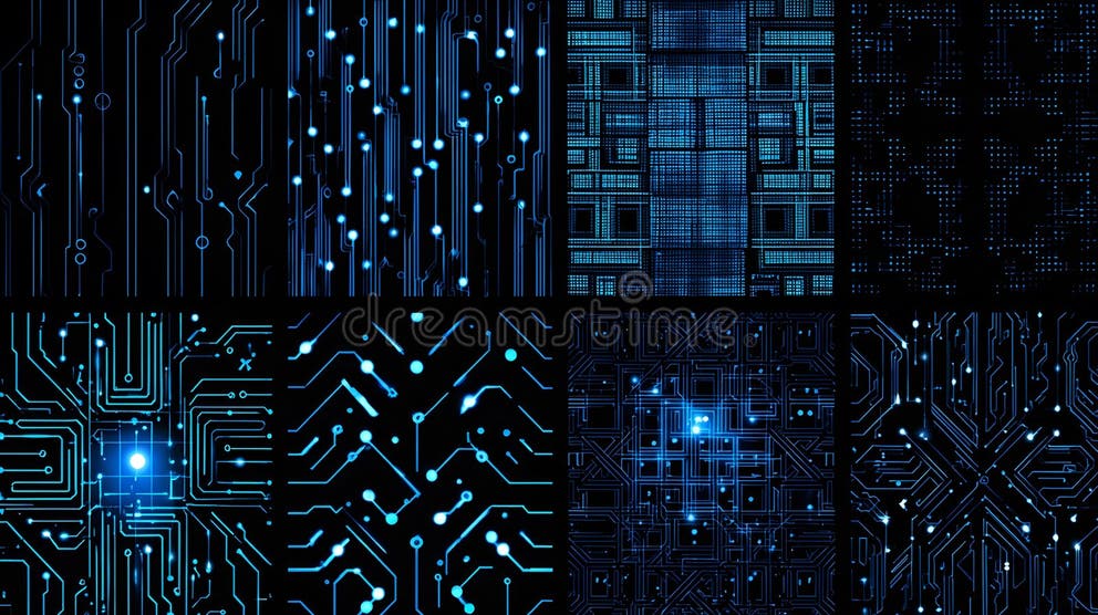Abstract Blue Circuit Board Patterns in Digital Technology Style Stock ...