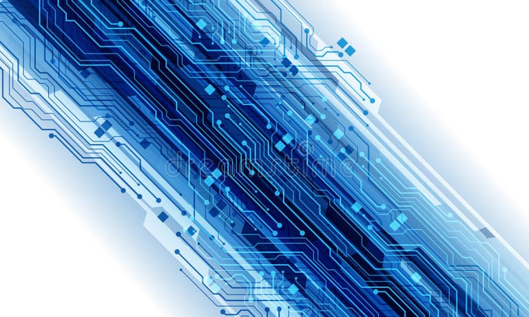 Abstract Blue Circuit Board Technology Connected Lines Electronics ...