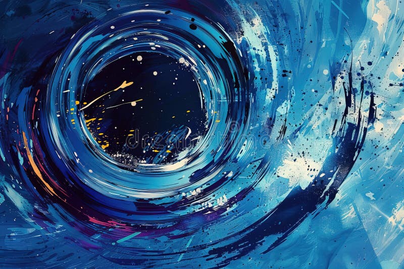 Abstract Blue Circular Design with Splashes. Generative AI. Stock ...