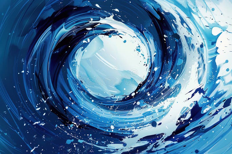 Abstract Blue Circular Design with Splashes. Generative AI. Stock ...